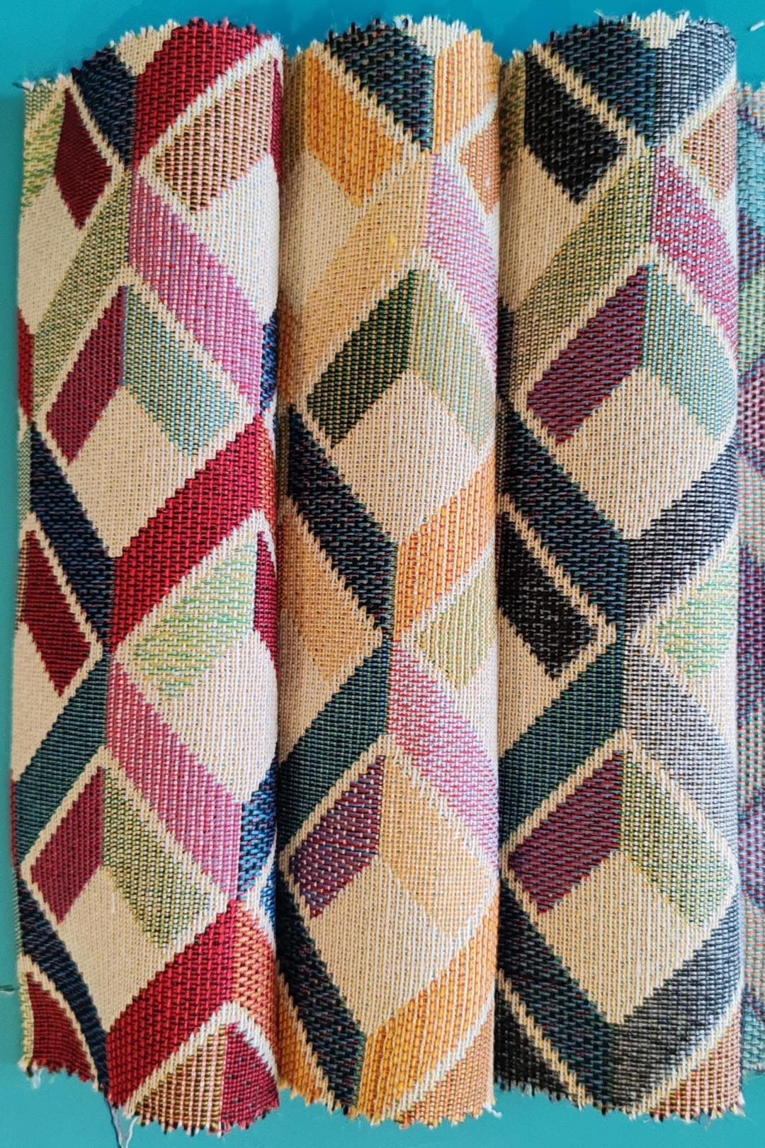 Premium Gobelin Fabric – 3D Optical Geometric Pattern – Heavyweight ...