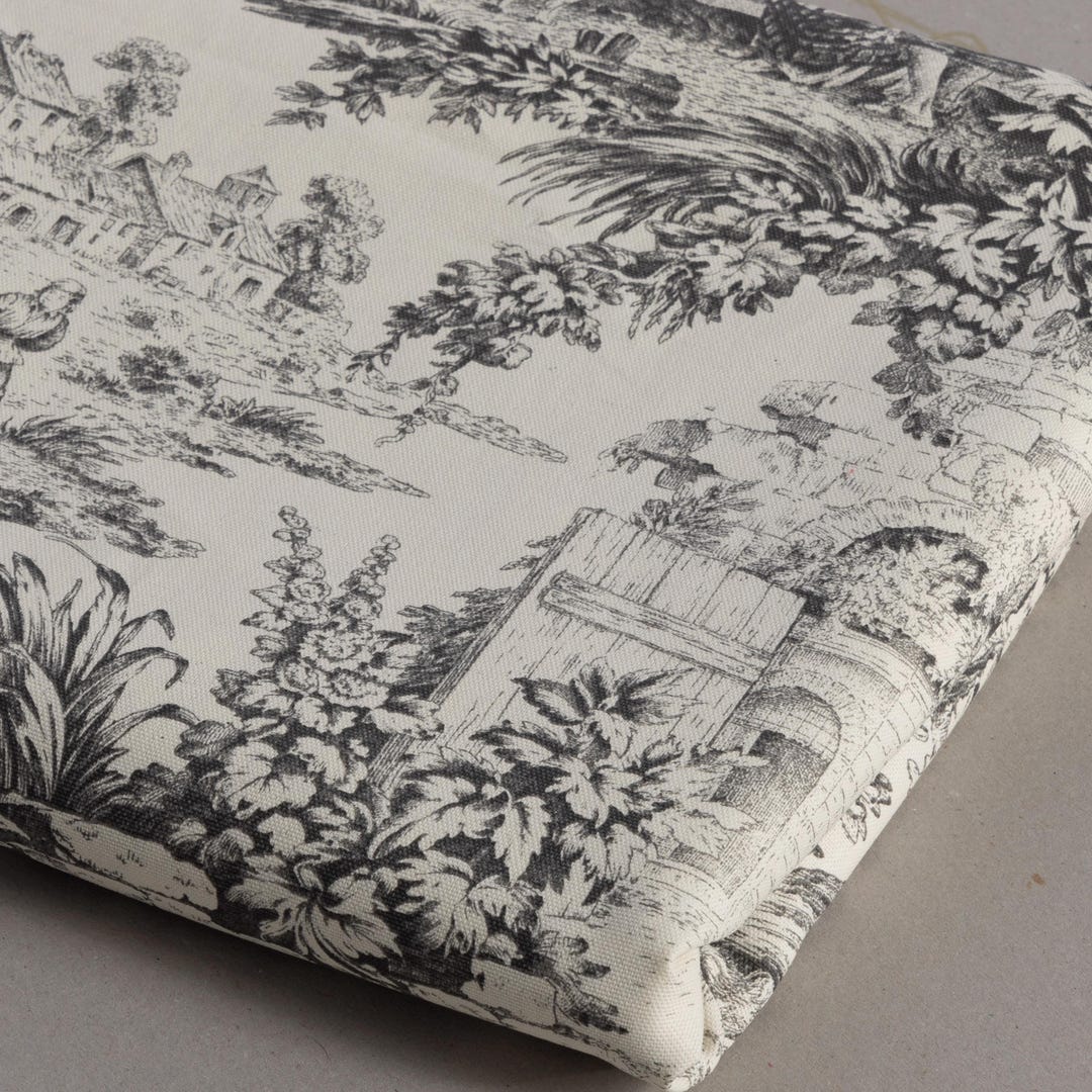 Toile De Jouy Fabric - Grey - Upholstery - Elegant Interior - French ...