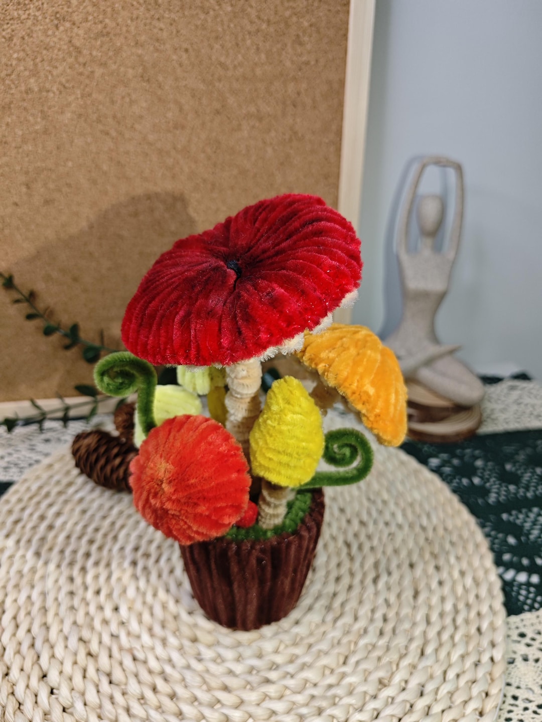 Pipe Cleaner Adorable Twist Rod Mushroom Pot, Mini Desktop Decoration ...
