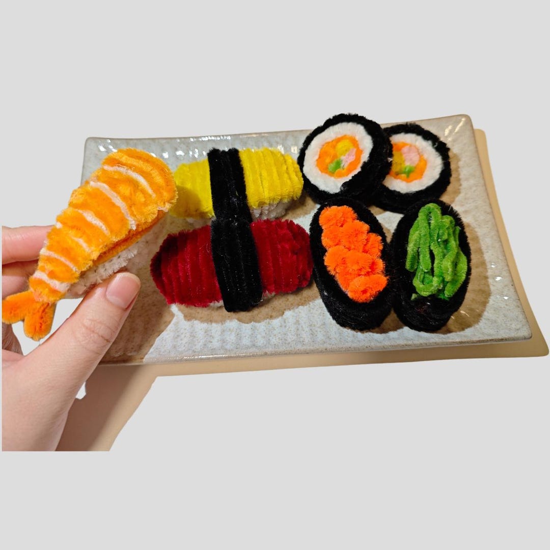 Pipe Cleaner Charming Twist Rod Sushi, Set of 7, Lifelike Sushi Decor ...