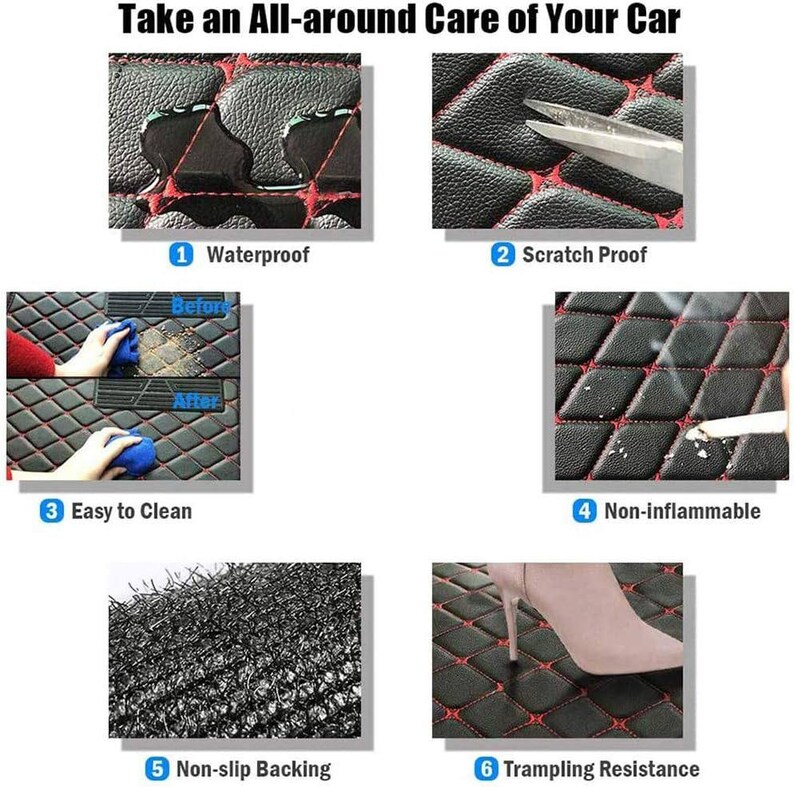 AUDİ Leather Premium Luxury Car Floor Mat Set Audi A1-A3-A4-RS4-A5-A6 ...