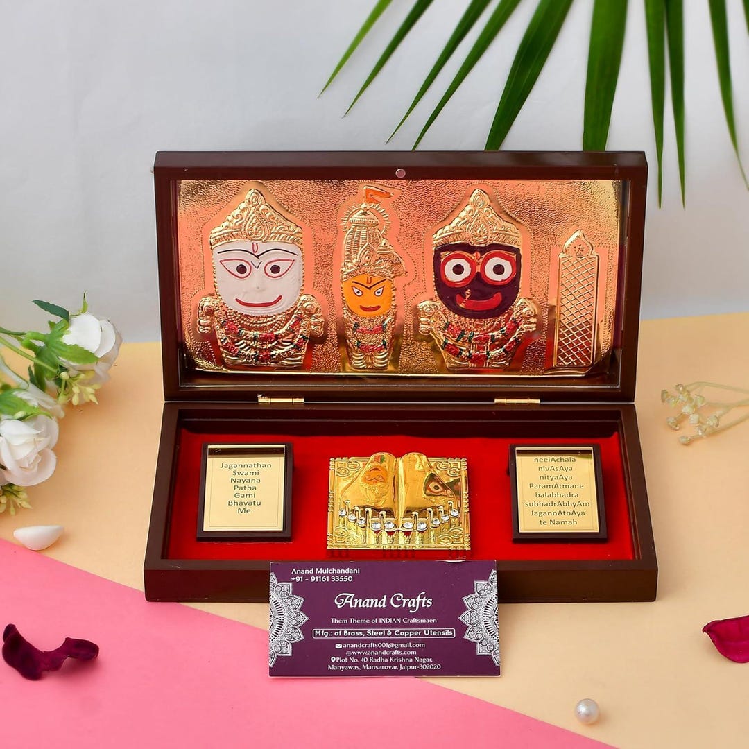Gold-plated Pocket Temple| Portable Hindu Miniature Shrine |travel ...