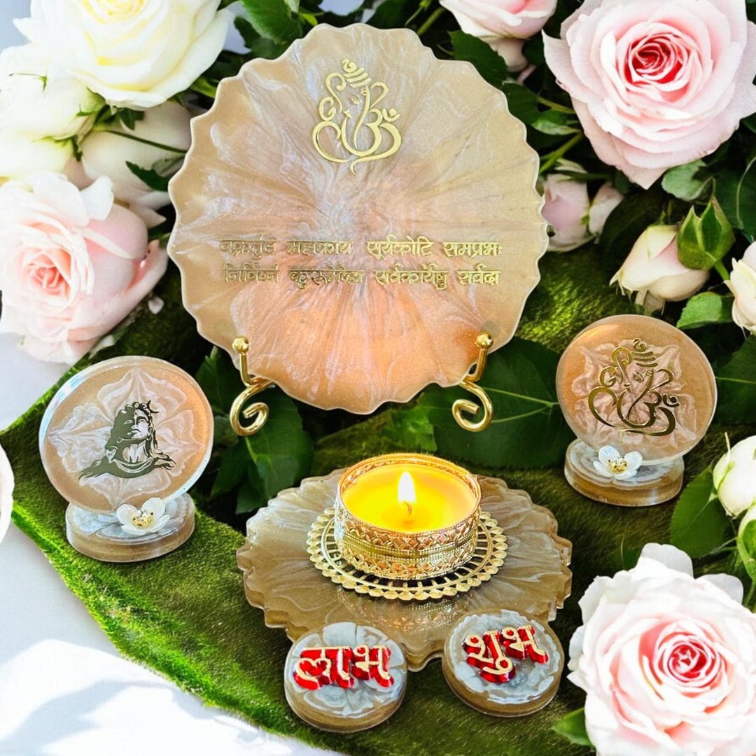 Handmade Ganesh Resin Gift Set: Diwali Pooja Decor & Car Charms - Etsy