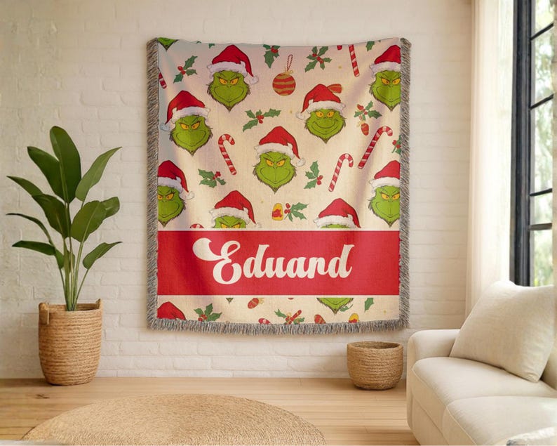 Personalized Grinchmas Blanket With Name, Funny Christmas Throw for ...