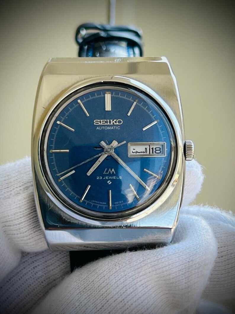 Vintage Seiko LM Blue Automatic 5606-6020 Mens Watch, Ticking SR-260 - Etsy