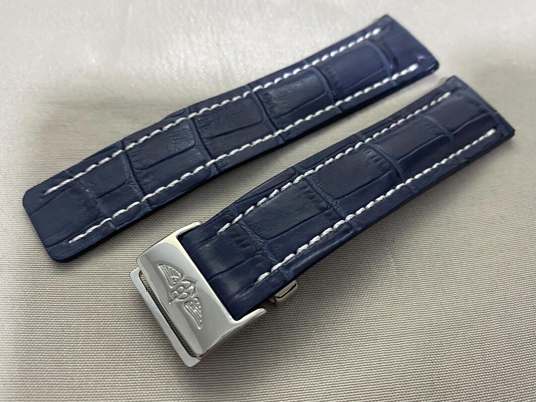 22mm Breitling Blue Leather Watch Strap - Etsy