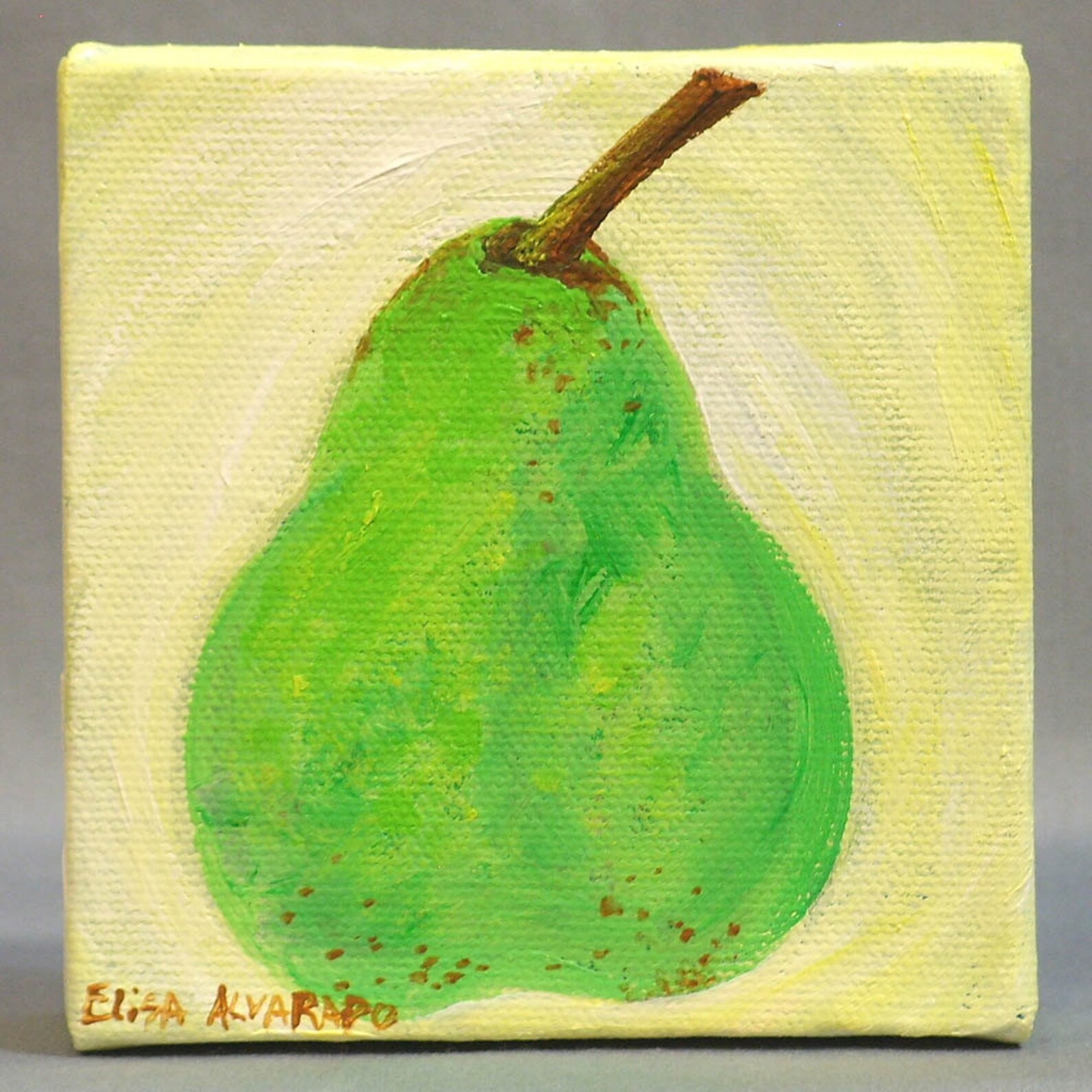 Pintura de pera pintura acrílica original sobre lienzo fruta arte de ...