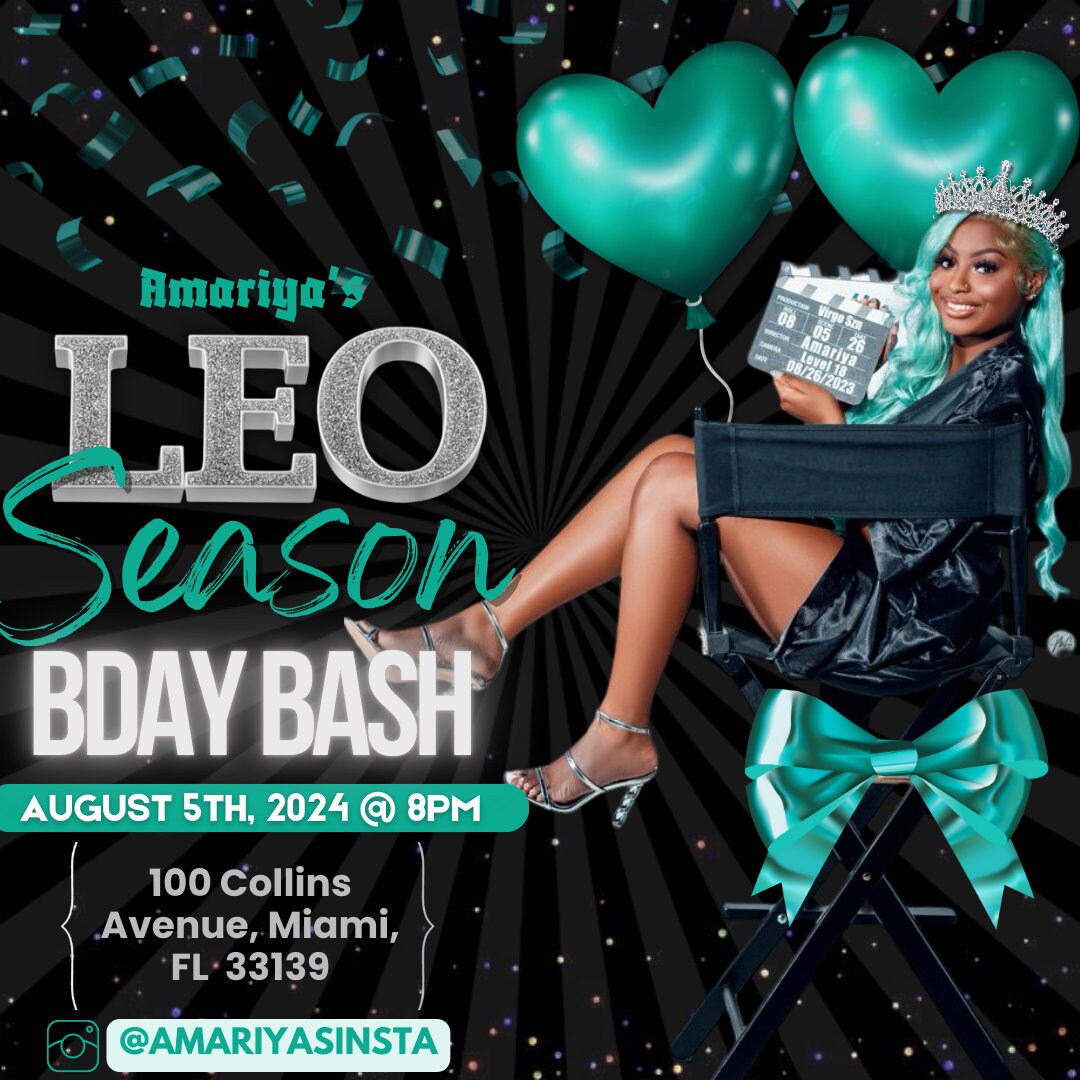 Leo Season Birthday Flyer, Birthday Party Flyer, Leo Party Invitation ...