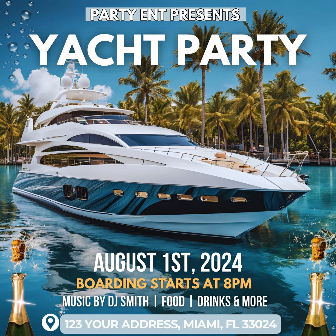 Yacht Party Flyer, Boat Invitation Flyer, DIY Party Flyer, Event Flyer ...