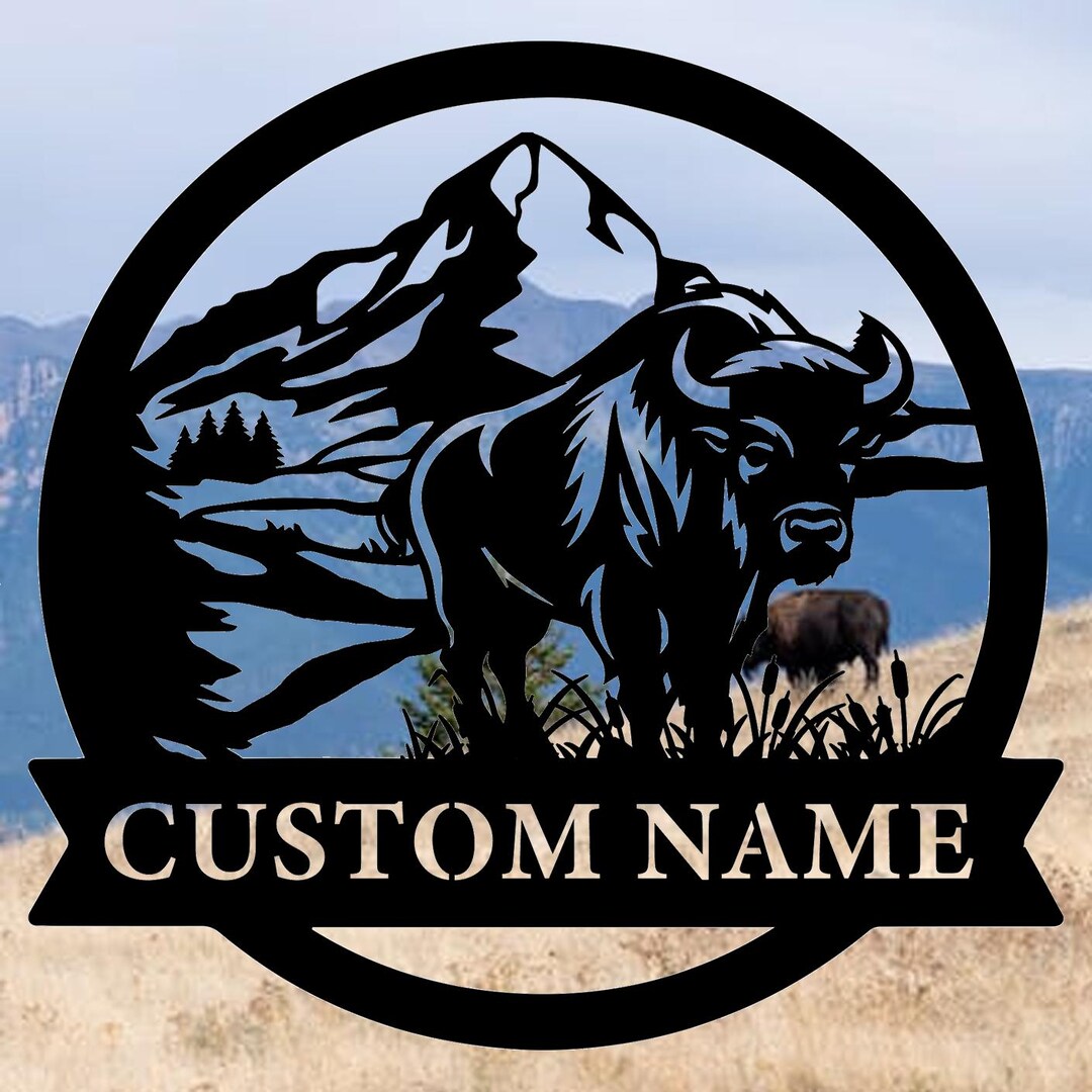 Hademade Custom Bison Metal Wall Sign-personalized Bison Metal Wall Art ...
