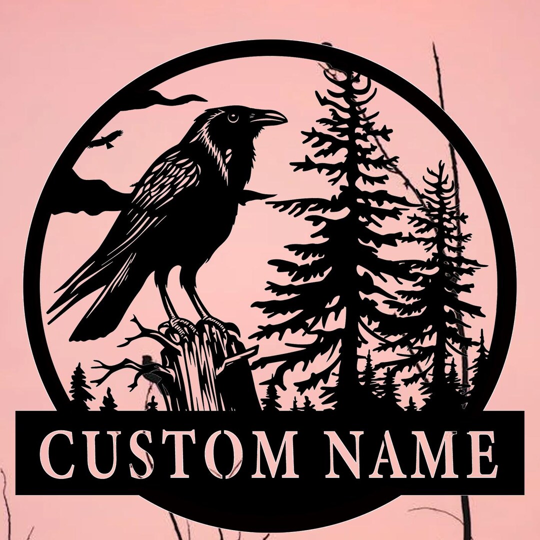 Handmade Custom Raven Metal Wall Sign-personalized Raven Metal Wall Art ...