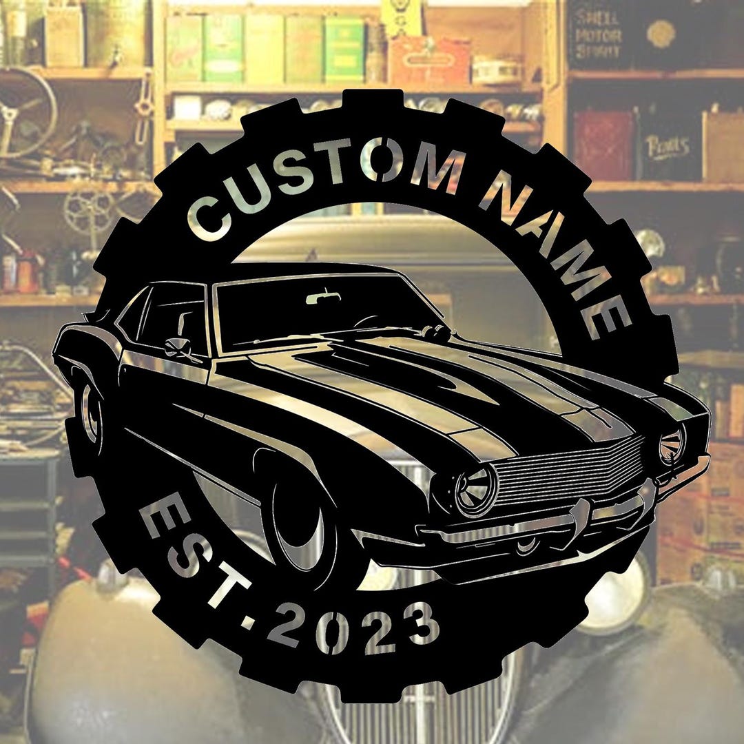 Handmade Custom Car Metal Wall Sign-personalized Car Metal Wall Art-car ...