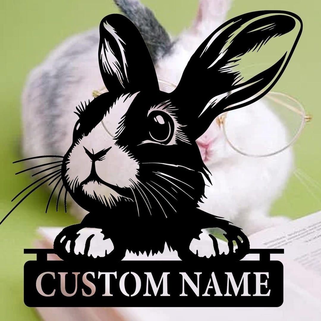 Handmade Custom Rabbit Metal Wall Sign-personalized Rabbit Metal Wall ...