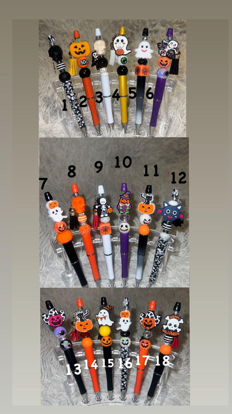 Halloween Pen,pumpkin Pen,spooky Beads,gift,party Favors,custom Pen - Etsy