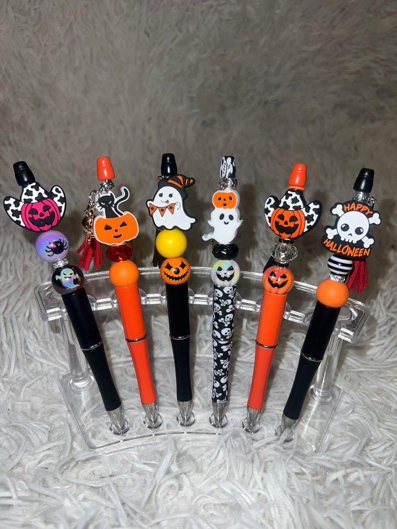 Halloween Pen,pumpkin Pen,spooky Beads,gift,party Favors,custom Pen - Etsy
