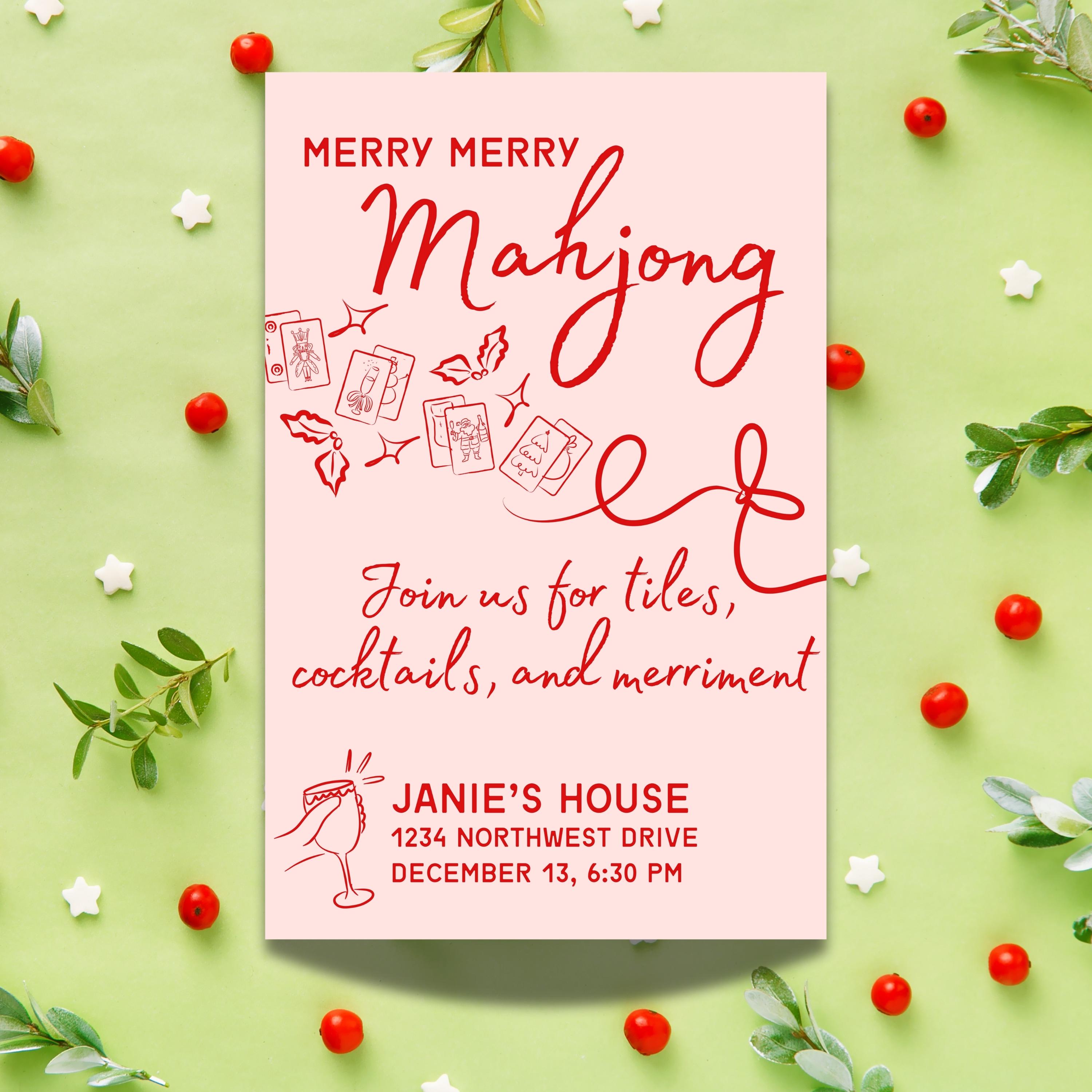 Holiday Mahjong Party Invitation - Custom - Etsy