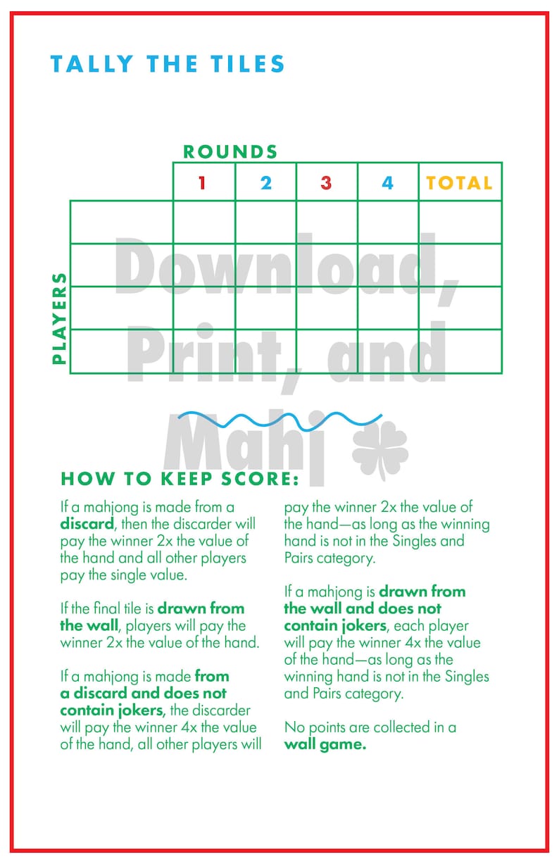 Scoring Sheet - American Mahjong - Etsy