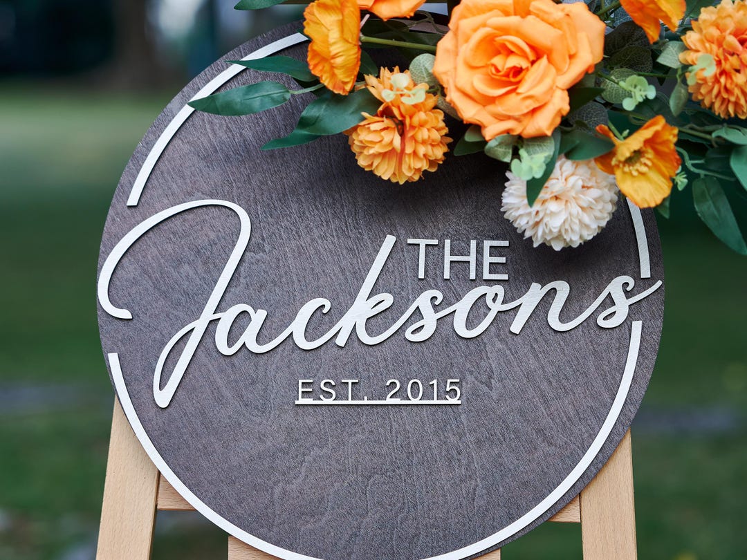 Established Round Sign for Family, Design Own Sign, Last Name Wooden ...