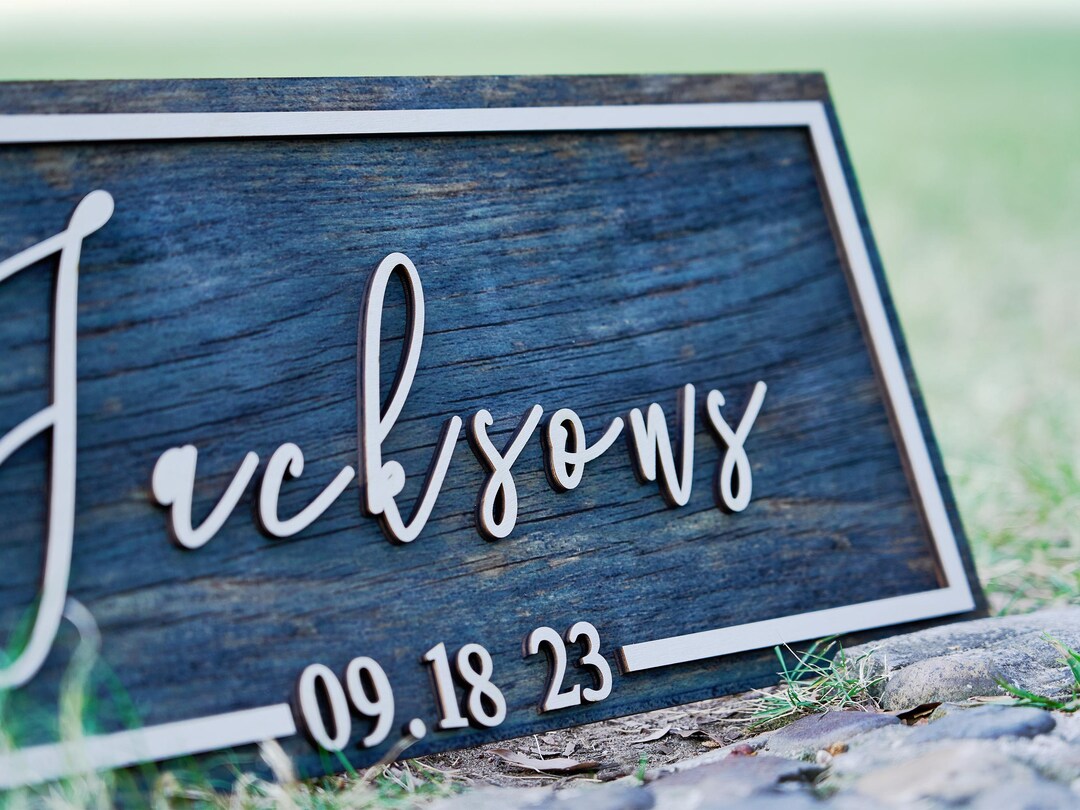Design Own Sign Last Name Wooden Sign for Family Gift, 3D Established ...