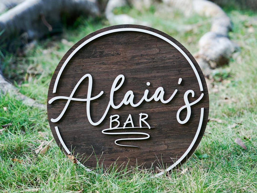 Custom Name Bar Sign, Rustic Sign, Own Design Wooden Sign, Display ...