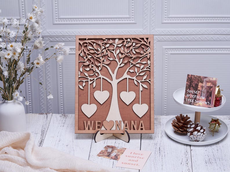 Family Tree Hanging Heart 3D Wall Hanging Ornament, Personalized Gift ...