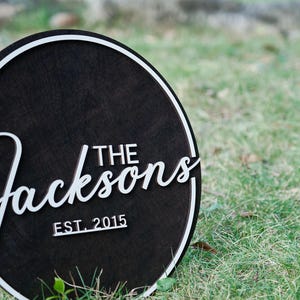 Established Circle Sign for Family, Design Own Sign, Last Name Wooden ...
