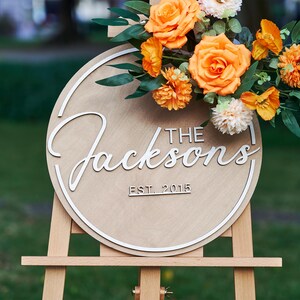 Established Circle Sign for Family, Design Own Sign, Last Name Wooden ...