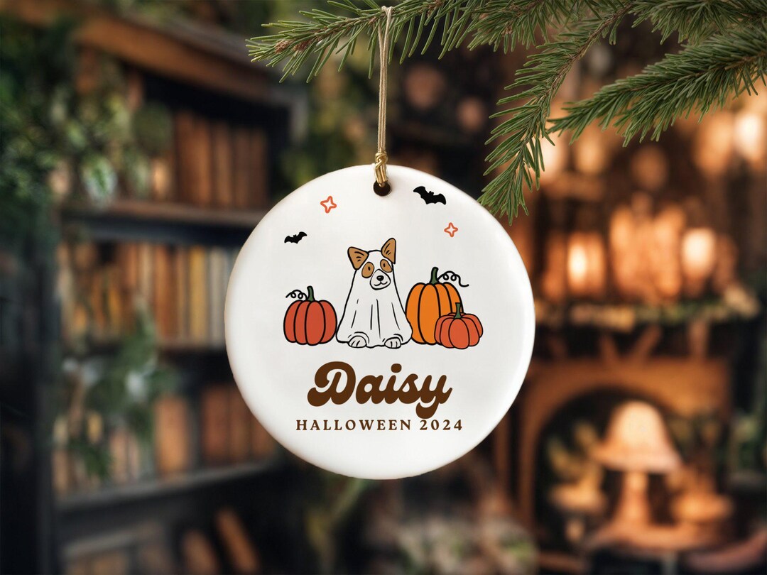 Corgi Ghost Halloween Ornament, Cute Corgi Decoration, Custom Halloween ...