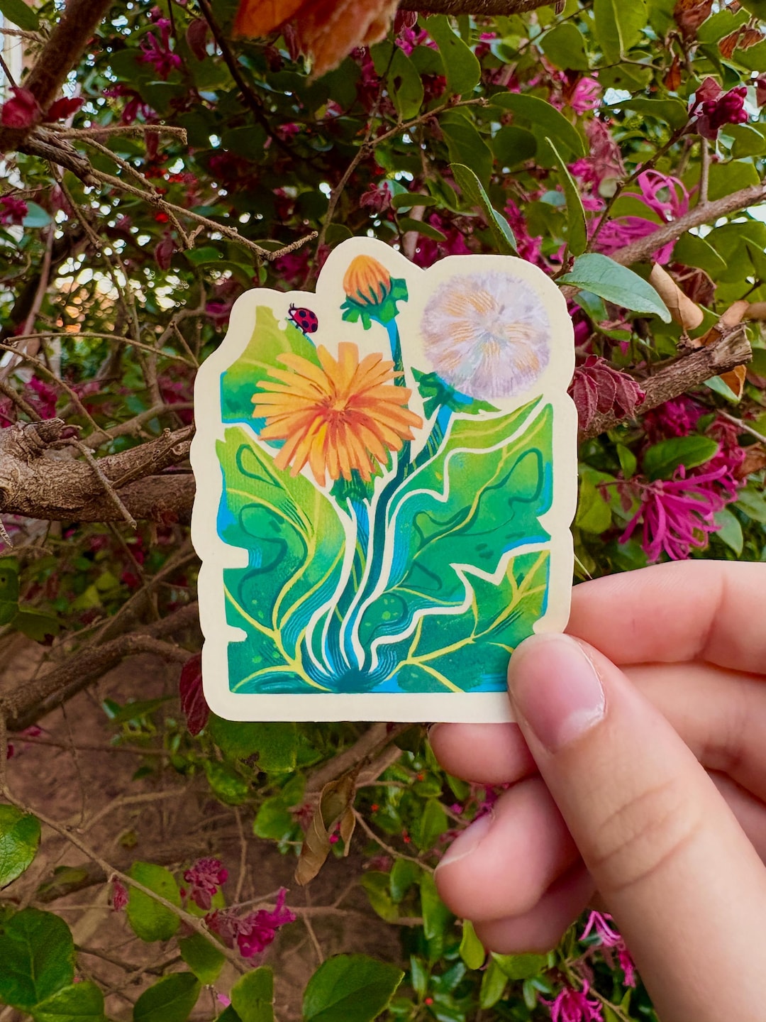 Hand-drawn Dandelion Vinyl Sticker: Waterproof Laptop Decal - Etsy