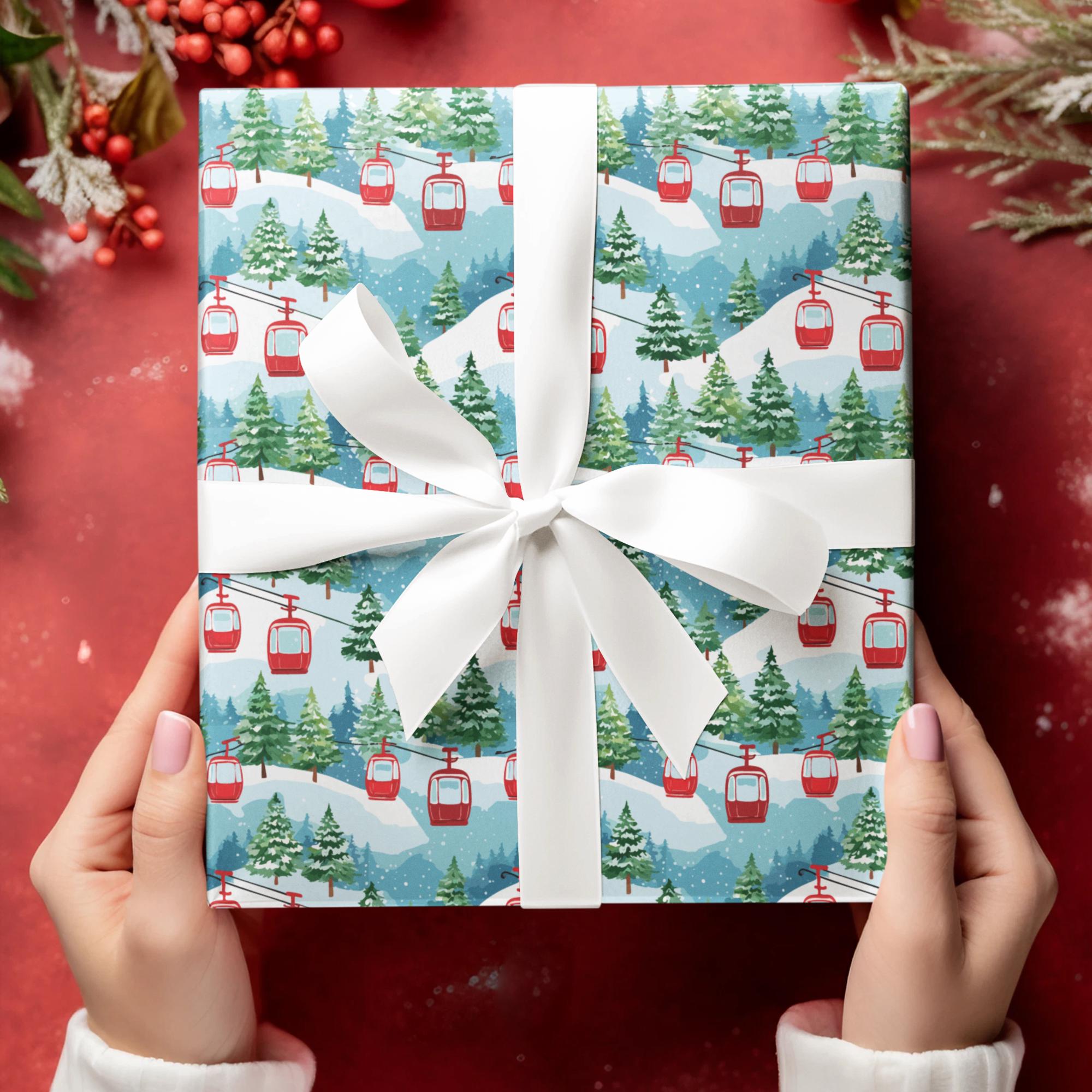 Christmas Wrapping Paper, Ski Gondola Holiday Gift Wrap, Birthday ...