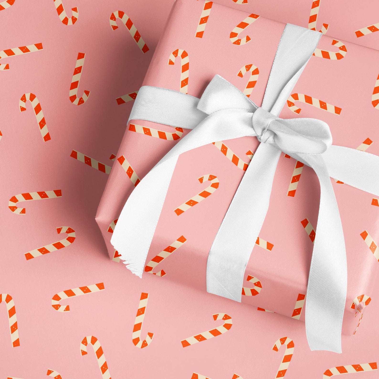Candy Cane Wrapping Paper | Pink Christmas Gift Wrap Roll | Luxury ...