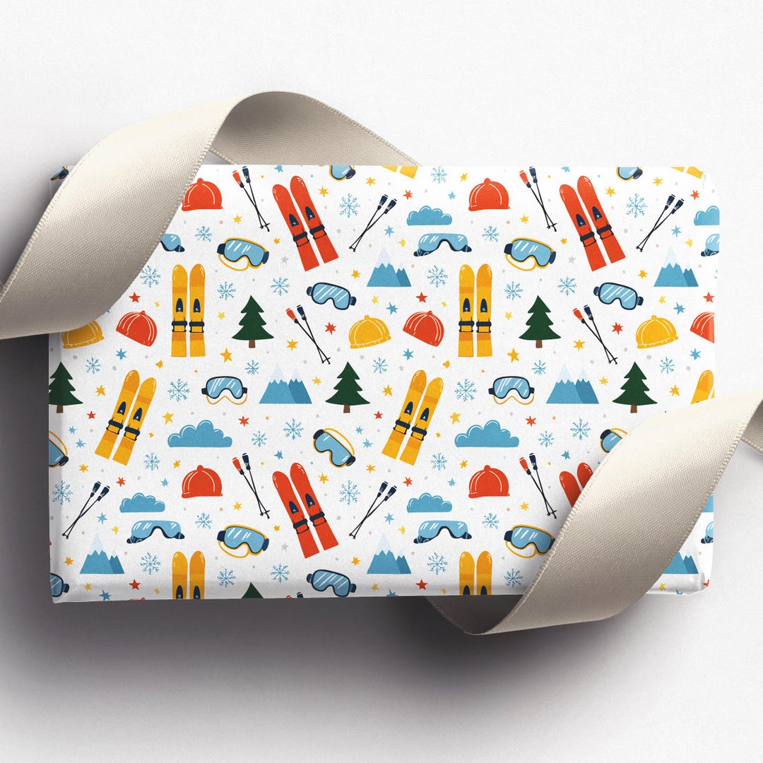 Christmas Skiiers Wrapping Paper | Fun Ski Gift Wrap {christmas ...
