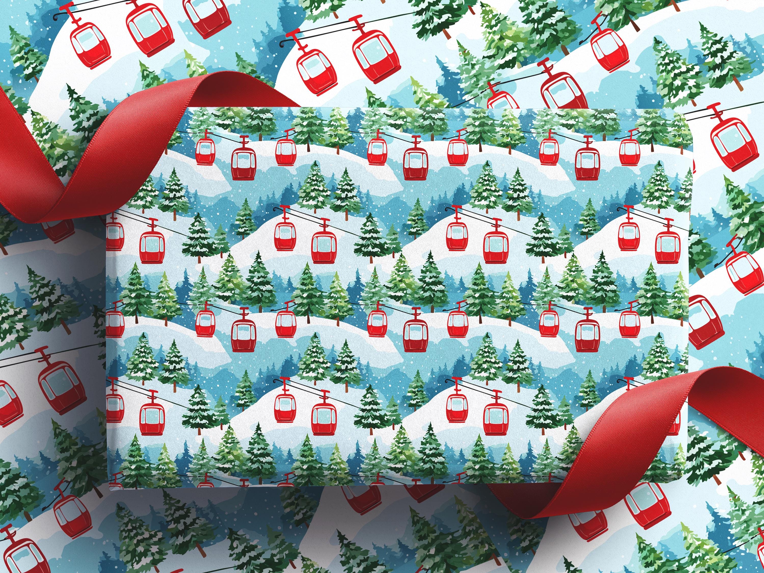 Christmas Wrapping Paper, Ski Gondola Holiday Gift Wrap, Birthday ...