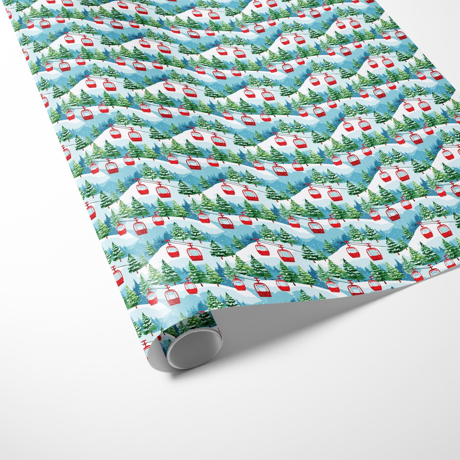 Christmas Wrapping Paper, Ski Gondola Holiday Gift Wrap, Birthday ...