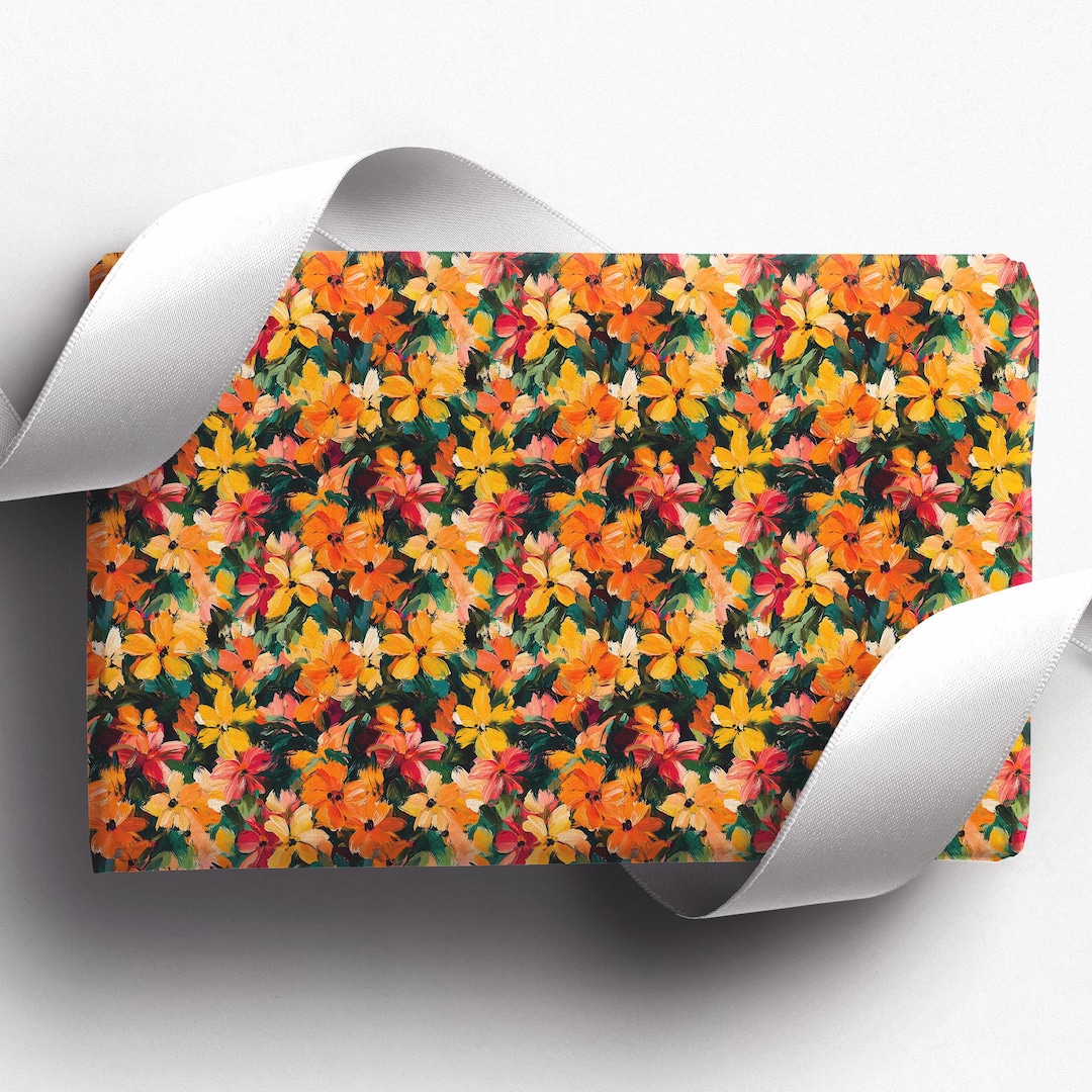 Wrapping Paper Flowers, Floral Wrapping Paper Roll, Floral Gift Wrap ...