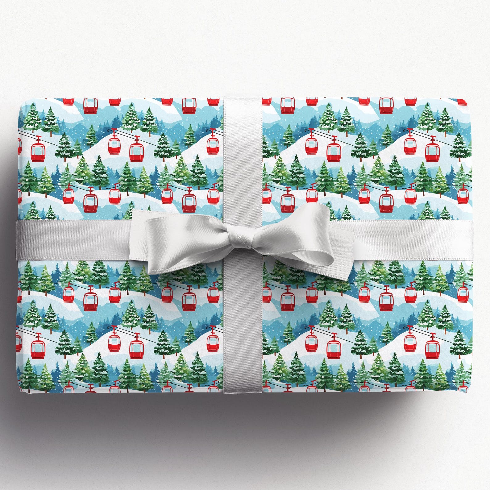 Christmas Wrapping Paper, Ski Gondola Holiday Gift Wrap, Birthday ...