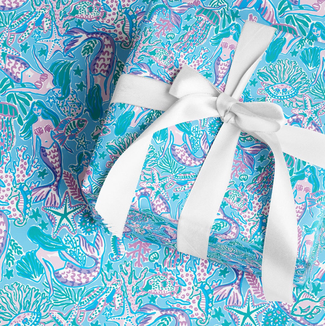 Mermaid Wrapping Paper | Preppy Mermaid Nautical Gift Wrap {christmas ...