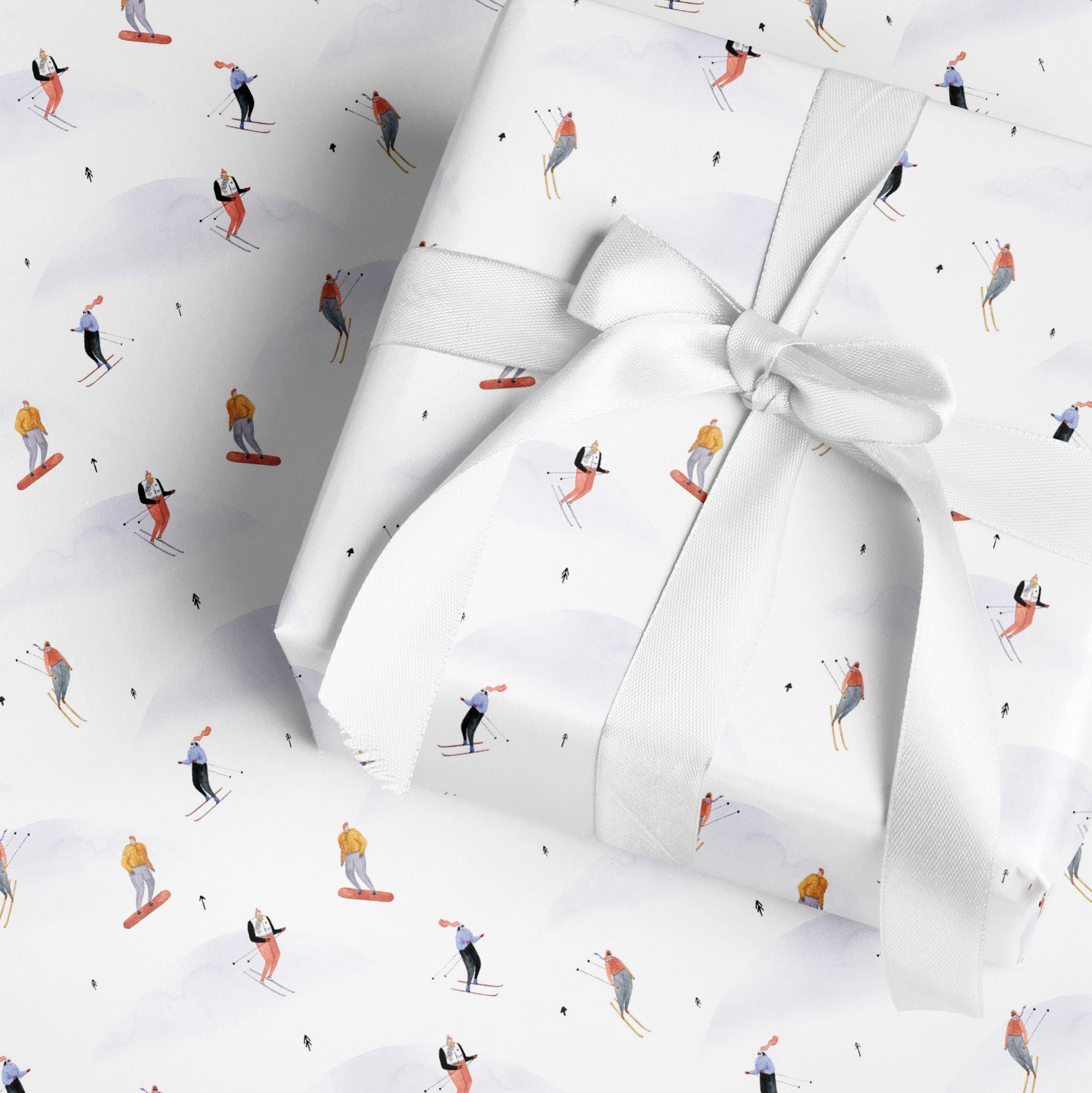 Mountain Skiing Wrapping Paper | Christmas | Snow and Winter | Holiday ...