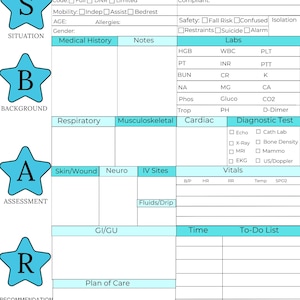 Sbar Nurse Report Sheet Instant Download PDF Hand-off Report Form ...