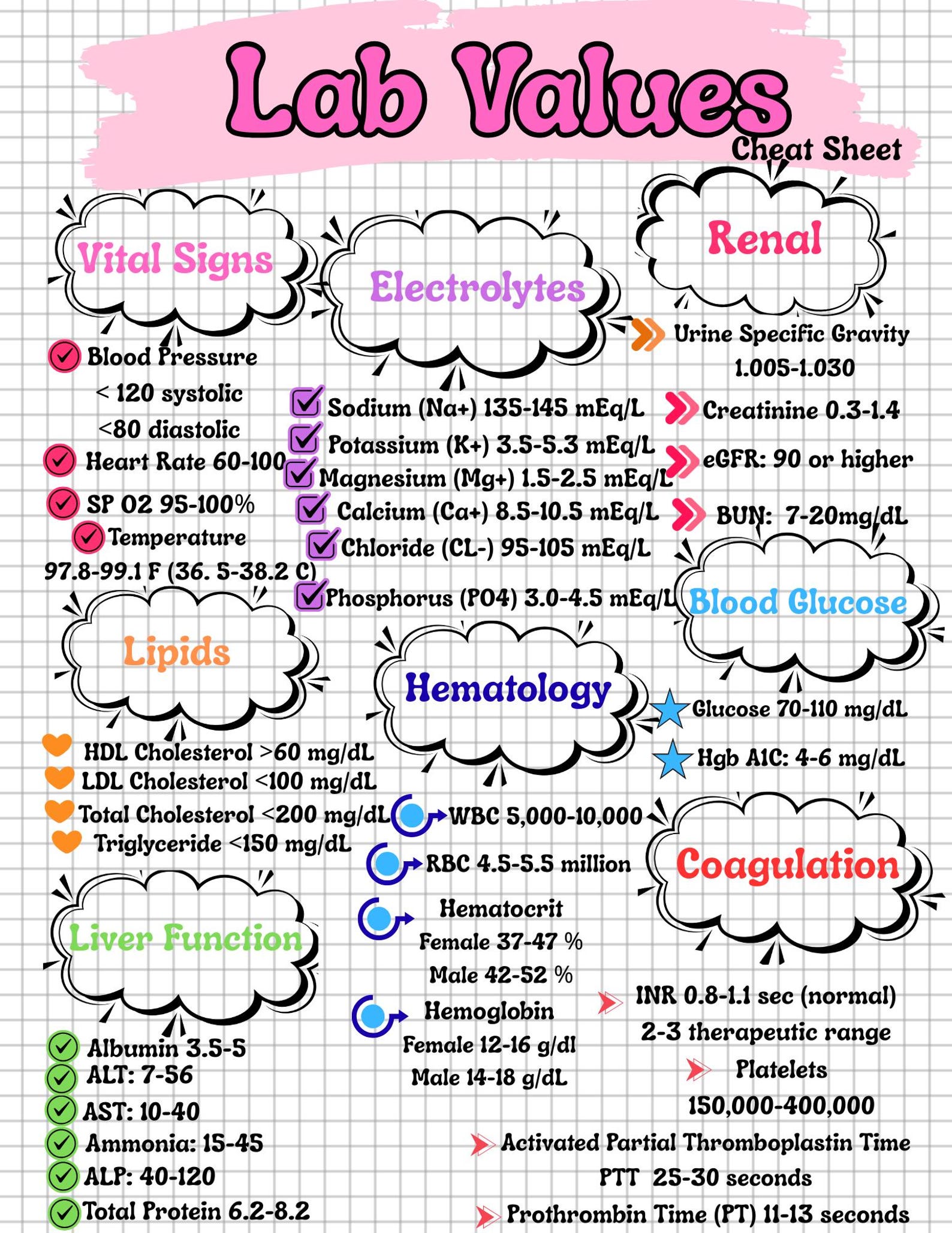 Nursing Lab Values Cheat Sheet: Medical Reference & Study Guide (PDF ...