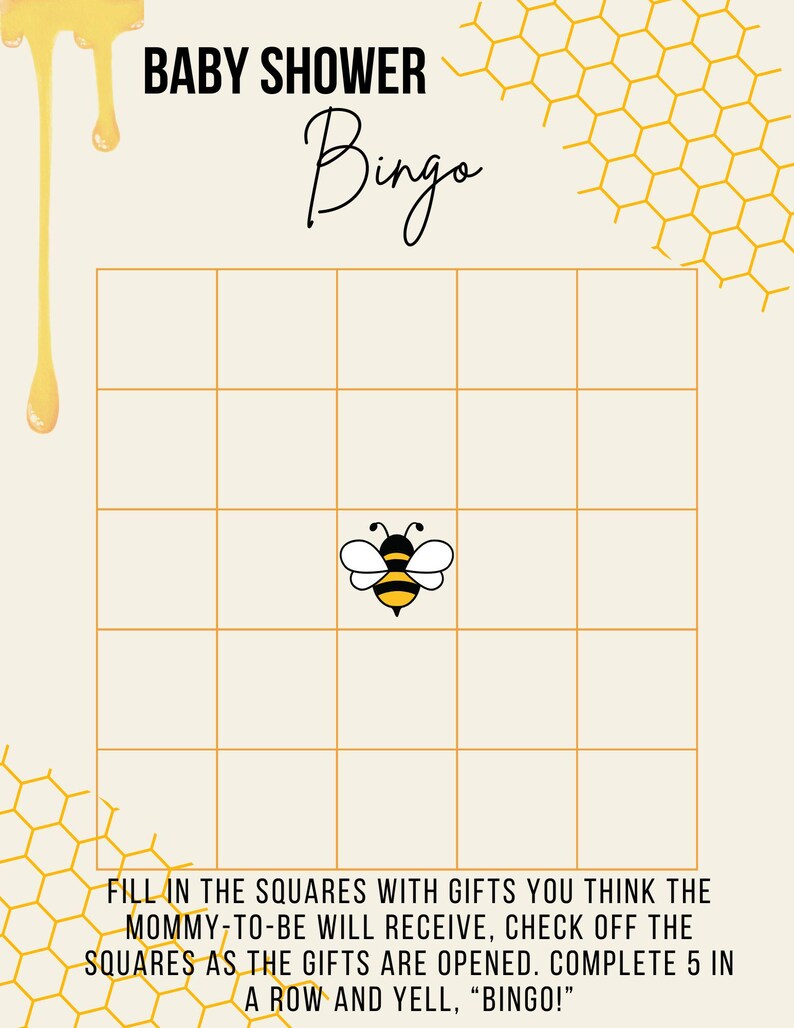 Bumble Bee Themed Baby Shower Game Cards - Etsy