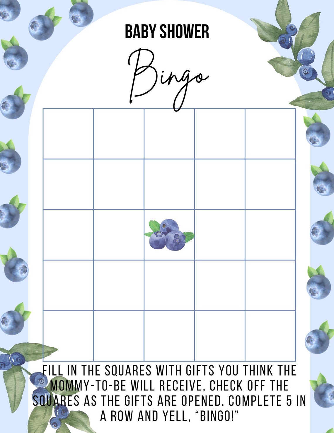 Blueberry Theme Baby Shower Game Cards - Etsy