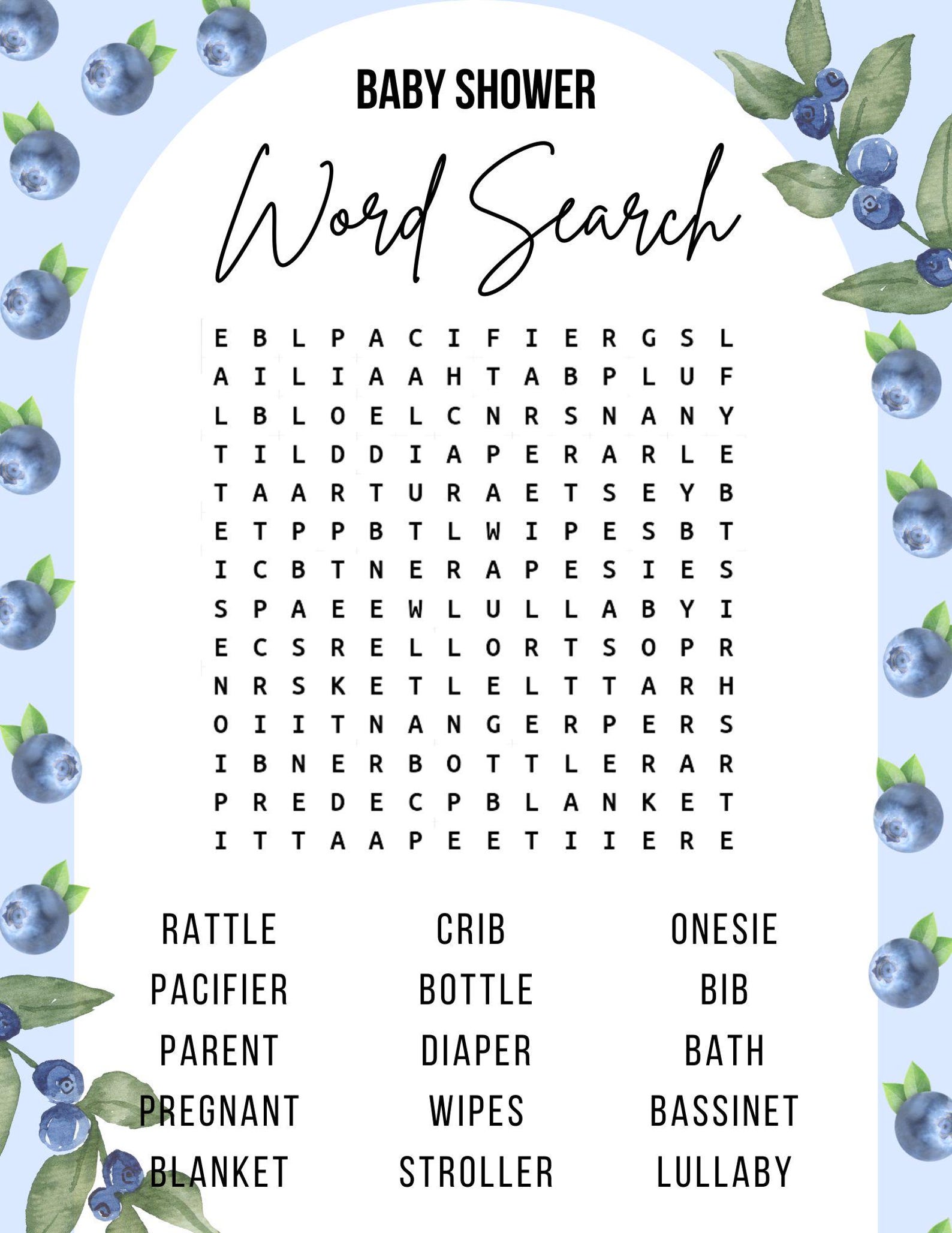 Blueberry Theme Baby Shower Game Cards - Etsy