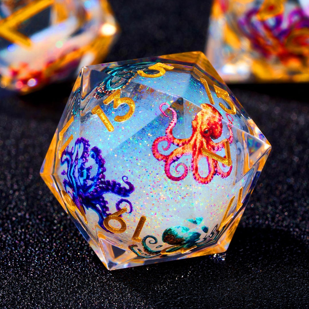 Cthulhu Liquid Core Dice Set: Eldritch Octopus RPG Dnd Dice, Halloween ...