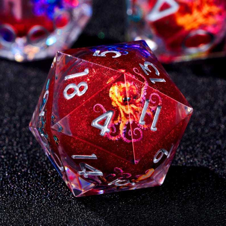 Cthulhu Liquid Core Dice Set: Eldritch Octopus RPG Dnd Dice, Halloween ...