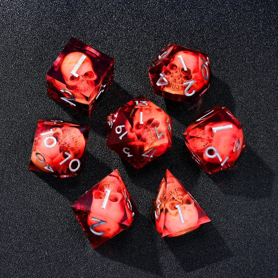 Zestaw kości Blood Moss & Skull – kości DND z żywicy Sharp Edge - Etsy ...