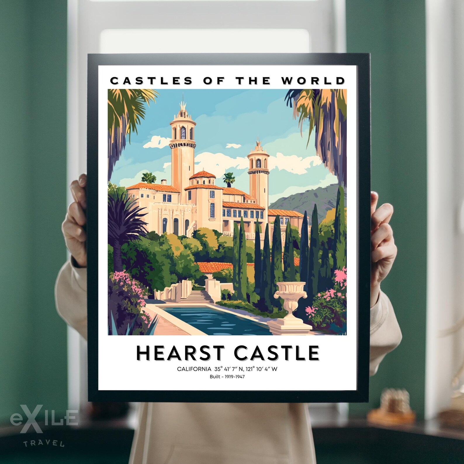 Hearst Castle Travel Print Wall Art, Hearst Castle Wall Art Hanging ...