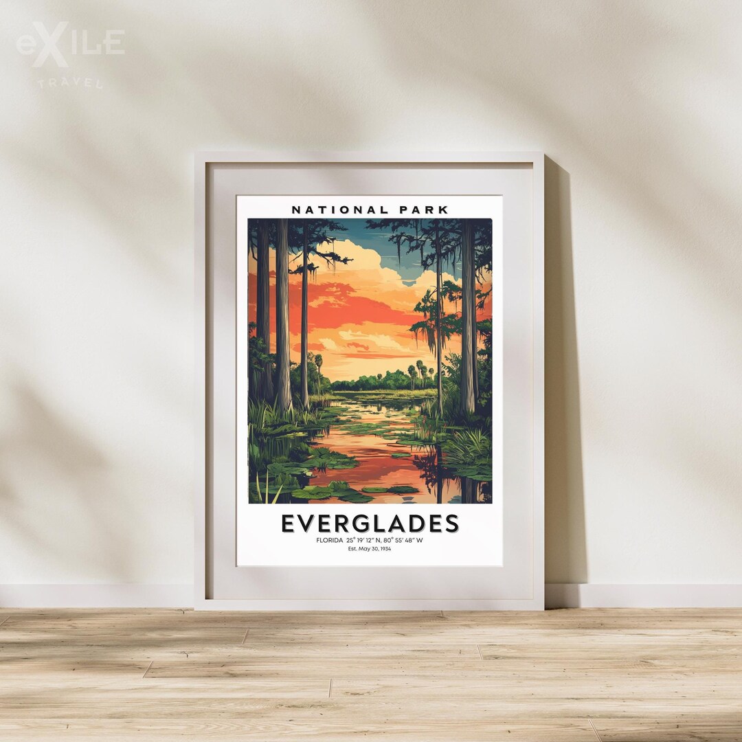 Everglades National Park Travel Poster, Everglades Travel Print, USA ...