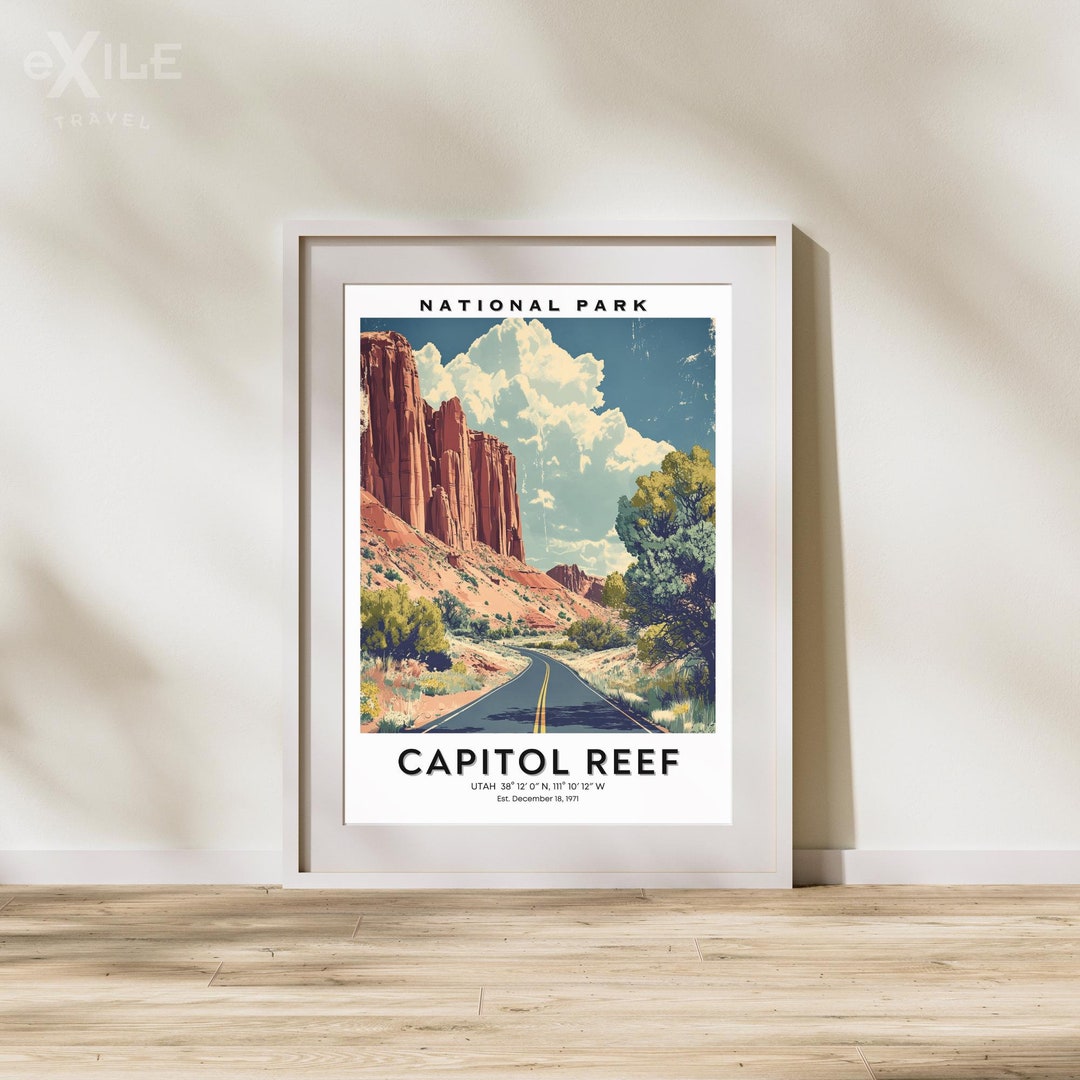 Capitol Reef National Park Travel Poster, Capitol Reef Travel Print ...