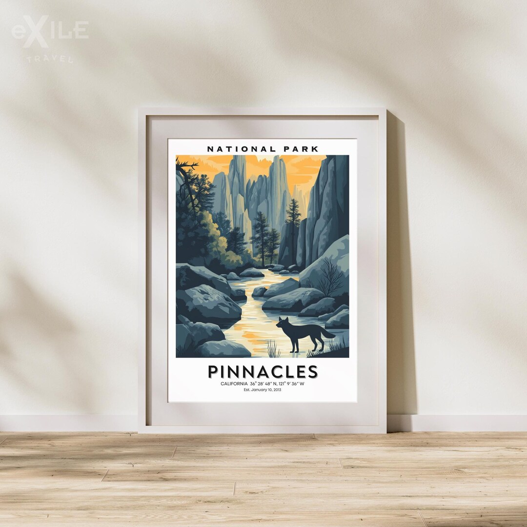 Pinnacles National Park Travel Poster, Pinnacles Travel Print, USA Art ...